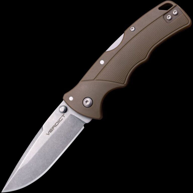 Cold Steel Verdict 4116SS Spear Point Stonewash Finish FDE GFN Handle ...
